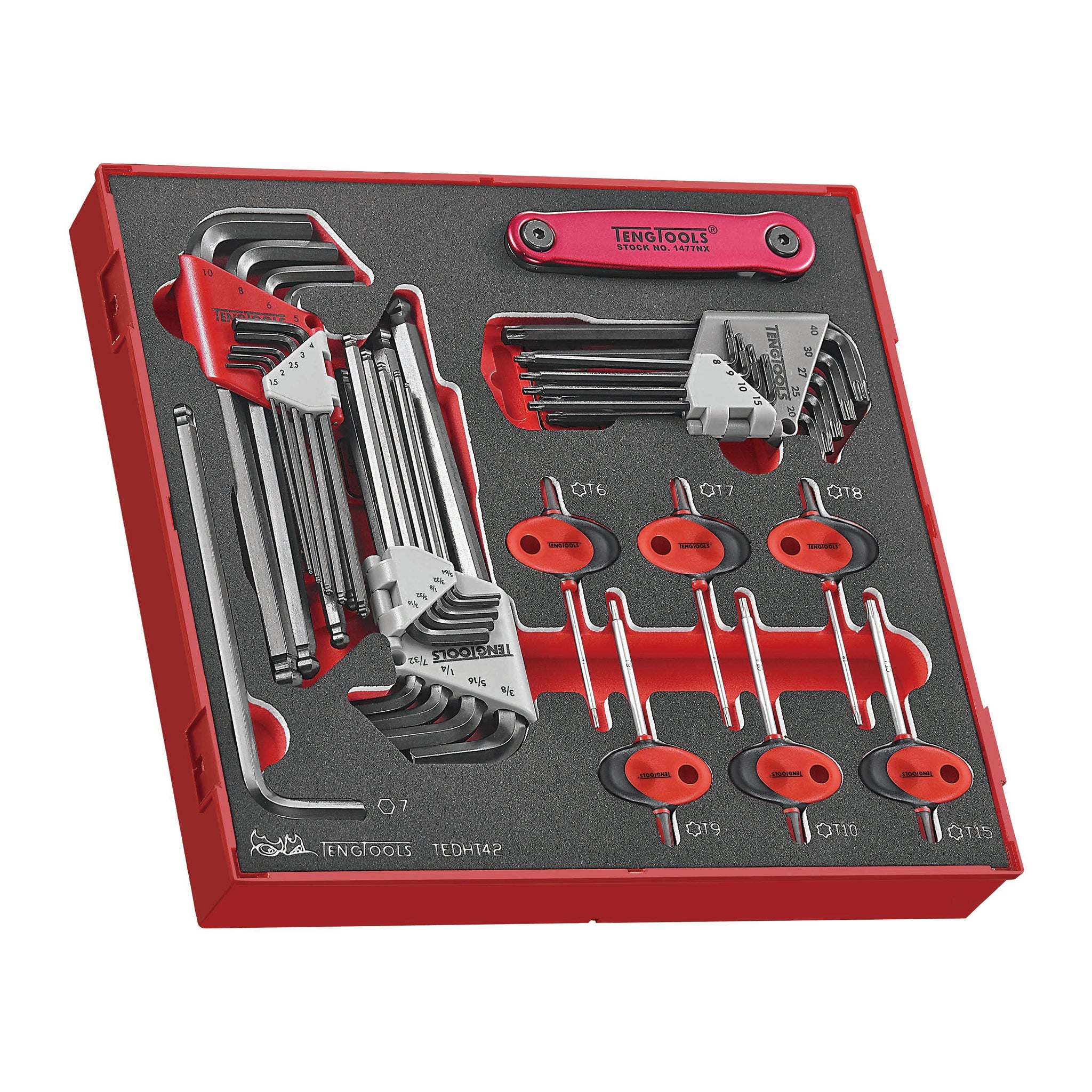 Teng Tools 42 Piece Metric and SAE Hex and Torx Allen Key Wrench Foam ...