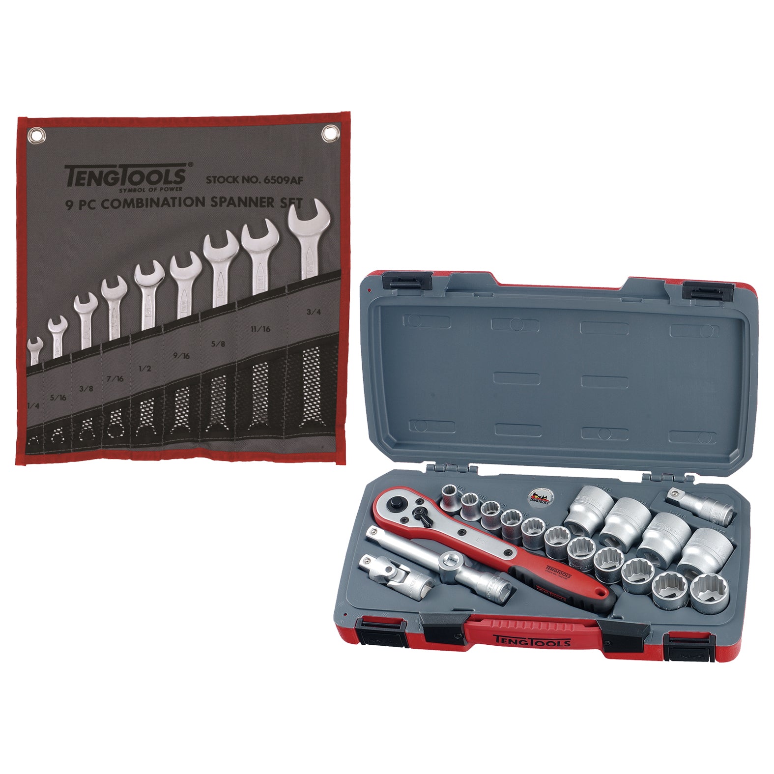 Teng Tools 29 Piece 1/2 Inch Drive SAE Socket And SAE Combination Wren ...