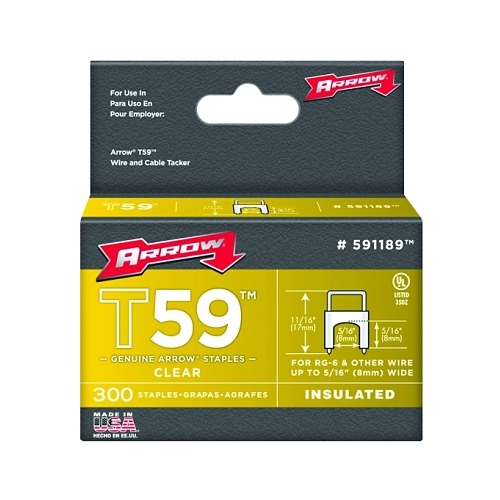 Arrow Fastener T59 Type Staples, 5/16 Inches L X 5/16 Inches W, Clear ...