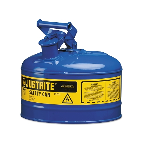 Justrite Type I Steel Safety Can, Kerosene, 2.5 Gal, Blue - 1 per EA ...