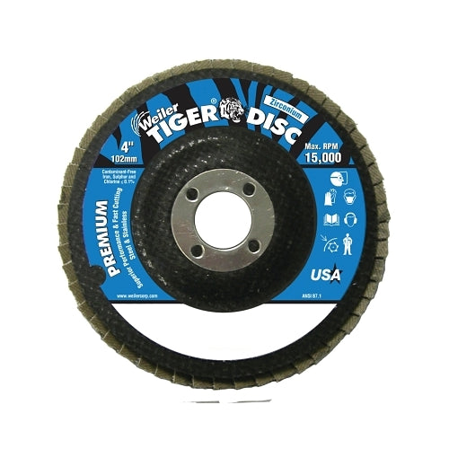 Weiler Tiger® Disc Angled Style Flap Discs,4 In,80 Grit,5/8 Arbor,Phen ...