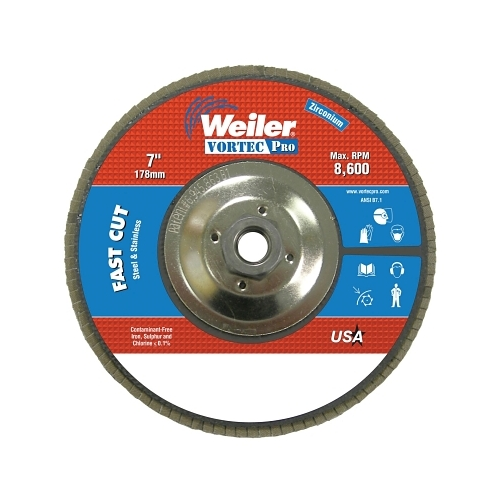 Weiler 7Inches Abrasive Flap Disc, Flat, Phenolic Backing - 10 per CT ...