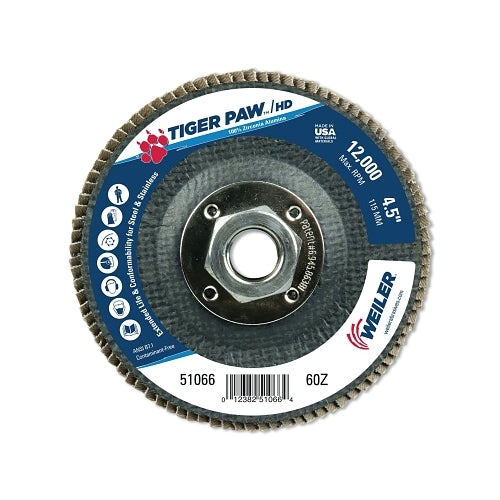 Weiler Tiger Paw? Super High Density Flap Disc, 4-1/2 Inches Dia, 60 G ...