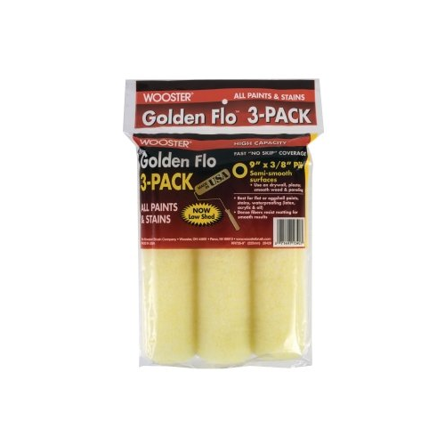 Wooster Golden Flo? Roller Covers, 3 Pack, 9 In, 3/8 Inches Nap Length ...