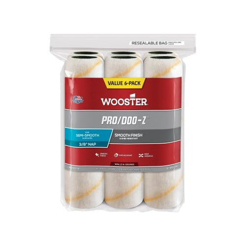 Wooster Pro/Doo-Z® Roller Covers, 6 Pack, 9 In, 3/8 Inches Nap Length ...