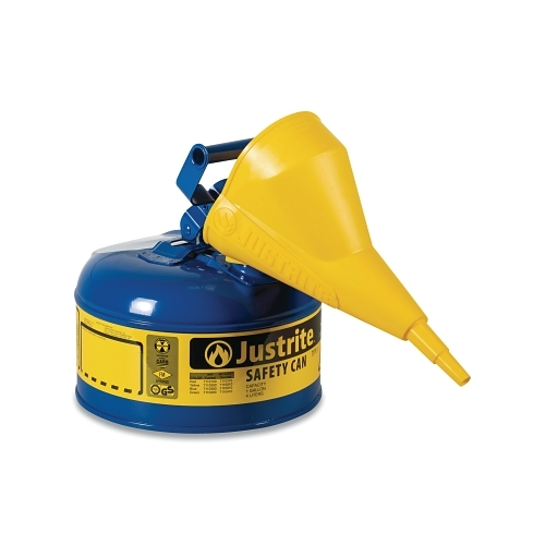 Justrite Type I Steel Safety Can, Kerosene, 1 Gal, Blue, With Funnel ...