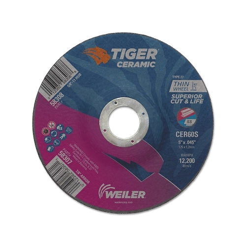 Weiler Tiger? Ceramic Cutting Wheel, Type 27, 5 Inches Diameter., 0.04 ...