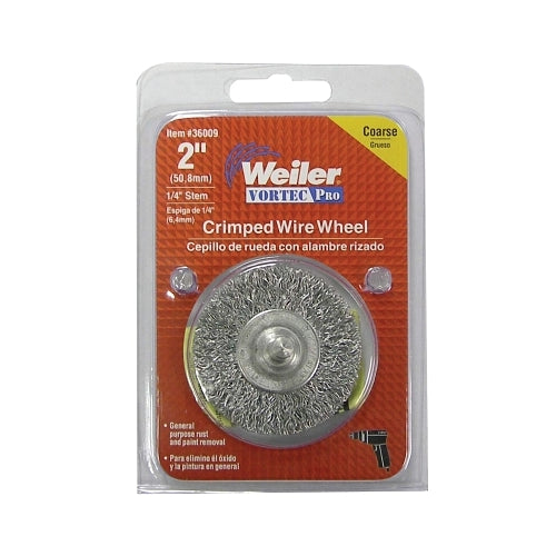 Weiler Stem-Mounted Crimped Wire Wheel, 3 Inches D, .014 Inches Carbon ...