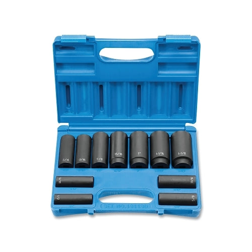 Grey Pneumatic Impact Socket Set, 1/2 Inches Dr, Sae, 8-Point, 1/2 Inc ...