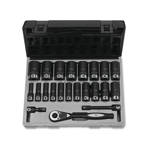 Grey Pneumatic Duo-Socket® Impact Socket Set, 1/2 Inches Dr, 12-Pt, De ...