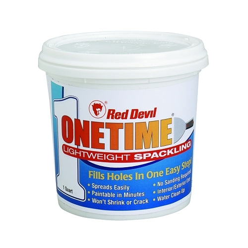 Red Devil Onetime Lightweight Spackling, 1 Quart Tub, Bright White - 6 ...