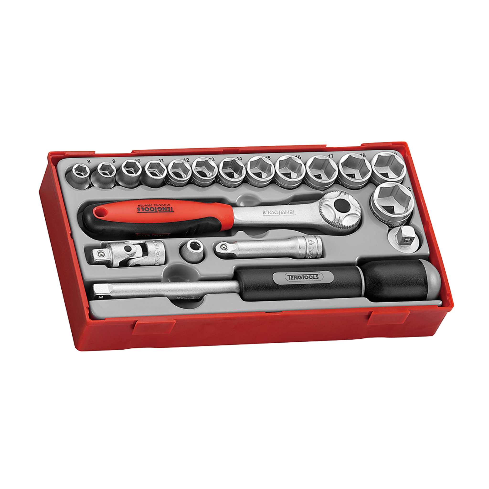 Teng Tools 19 Piece 3/8 Inch Drive Metric 6 Point Regular/Shallow Sock ...